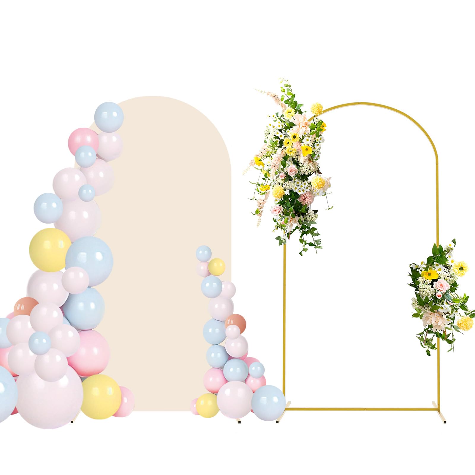 Amazon.com : 6FT Arch Backdrop Stand and Cover Set,Beige Spandex Fitted ...