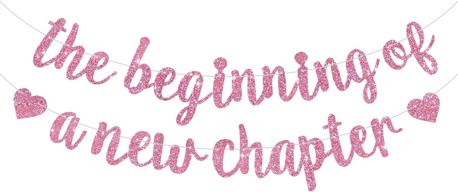 Amazon.com: Pink The Beginning of A New Chapter Banner, Farewell party ...
