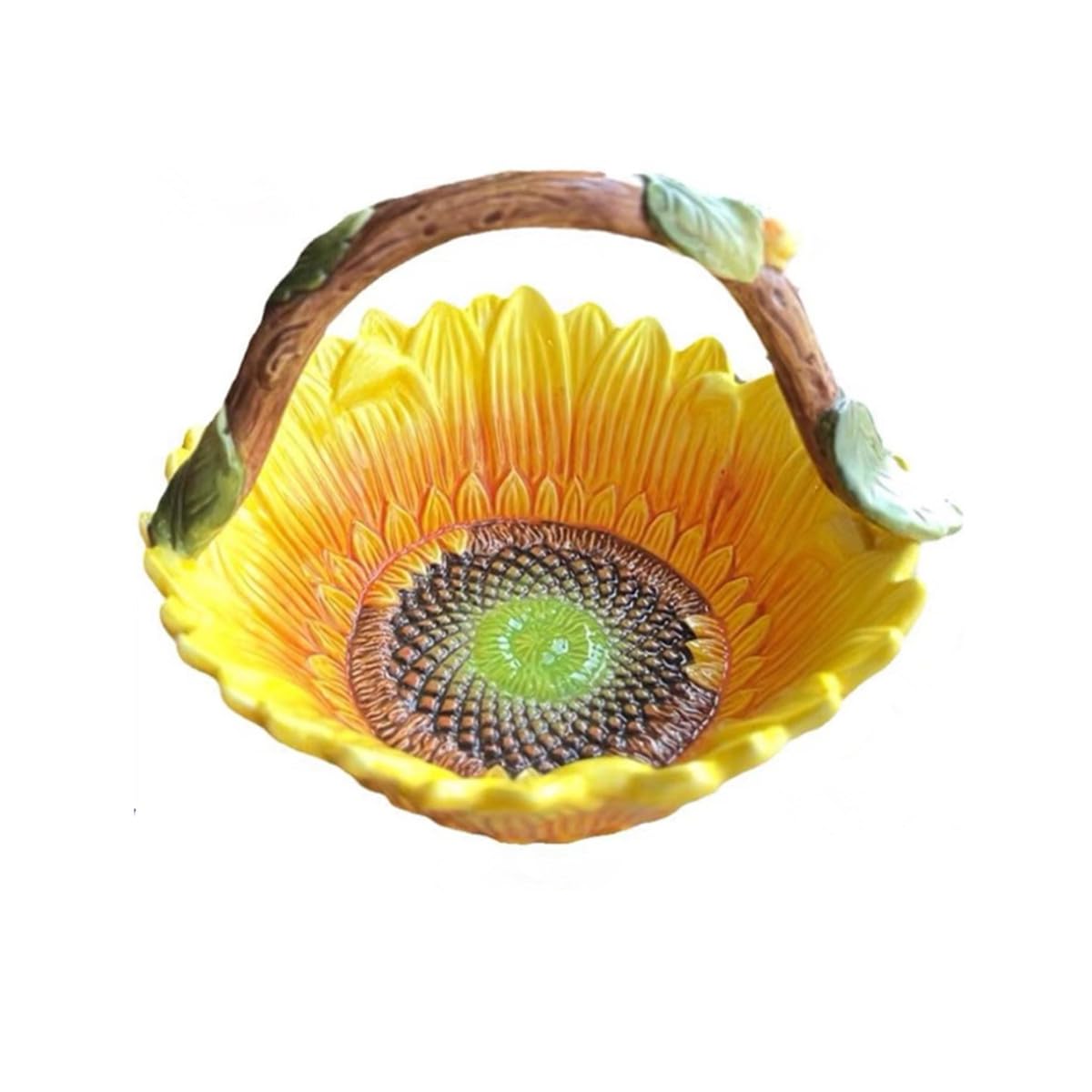 Amazon.com: FORLONG Ceramic Sunflower Fruit Hand Basket, Snack Bowl ...