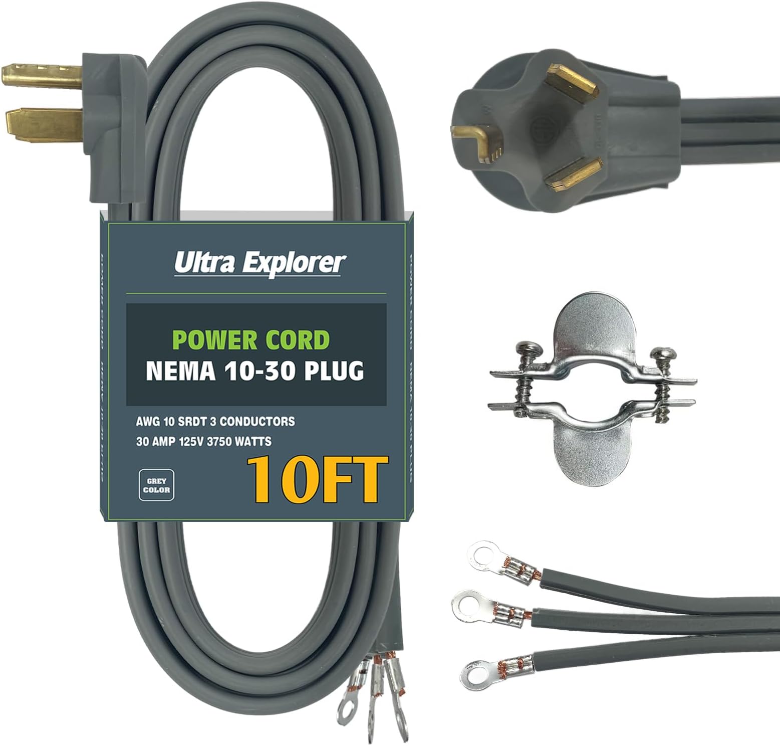 Amazon.com: Ultra Explorer 10 AWG 3 Prong Dryer Plug, 10 Ft Heavy Duty ...