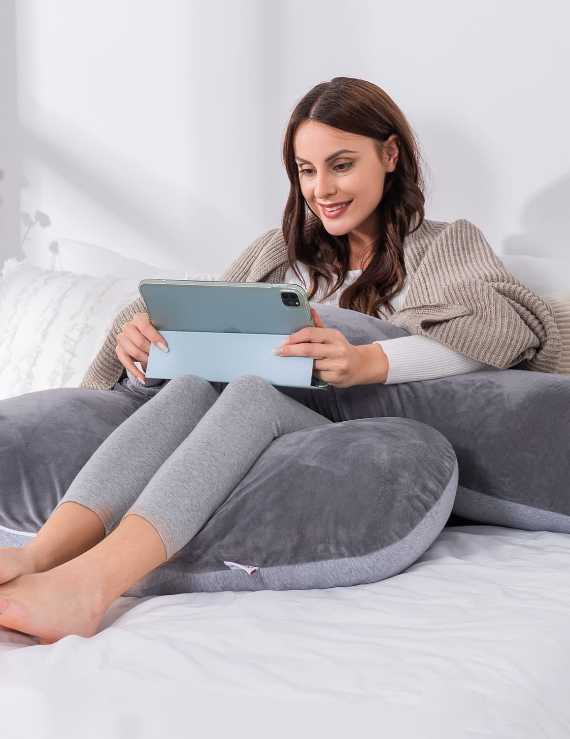 AngQi Body Pregnancy Pillow,L-Shaped Pregnancy Pillow for Side Sleepers ...