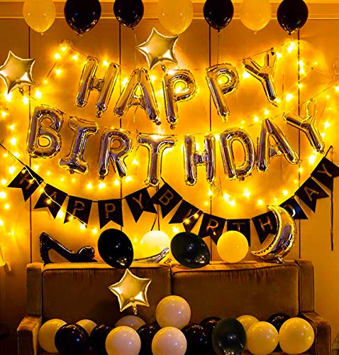 Party Propz Happy Birthday Helium Letters Foil With Black Hbd Banner ...