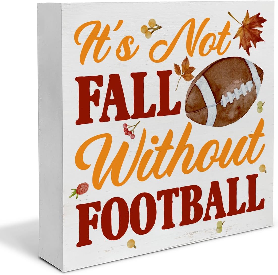 Amazon.com: Fall Wood Box Sign Art Desk Decor Football Wood Block Sign ...