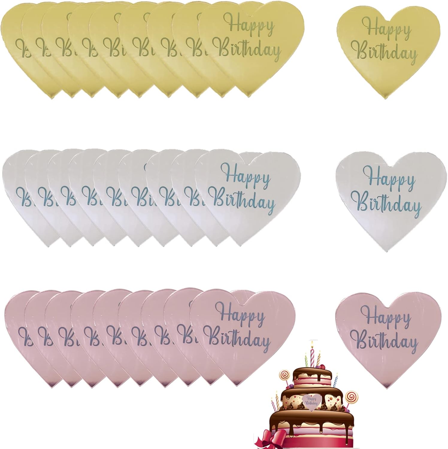 30 Pcs Acrylic cake topper,Mirror Acrylic Cake Disc Engraved DIY Cake ...