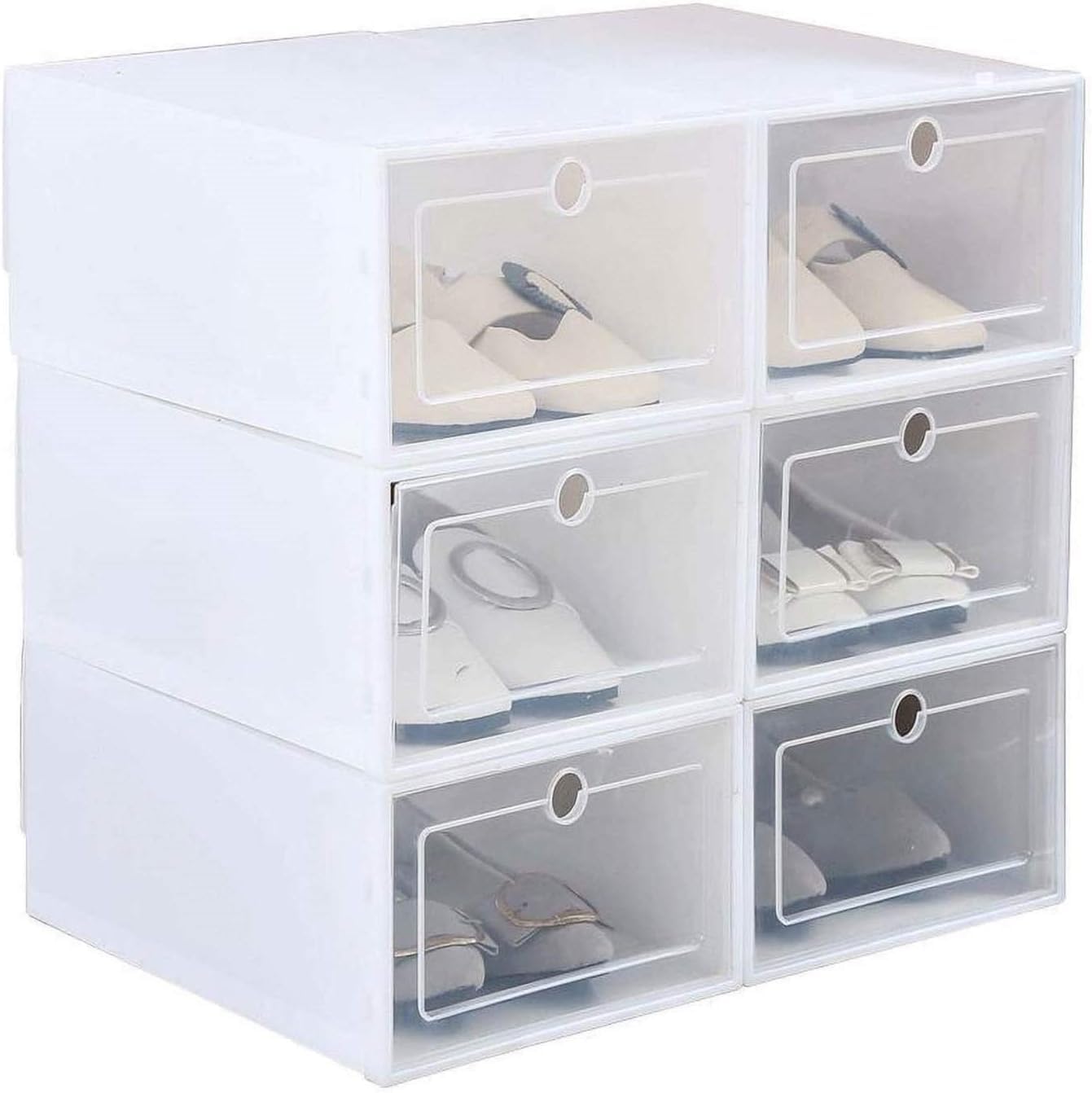 Holdfiturn 6 Pack Shoe Box, Plastic Shoe Storage Boxes, Stackable Shoes Boxes, Clear Display ...