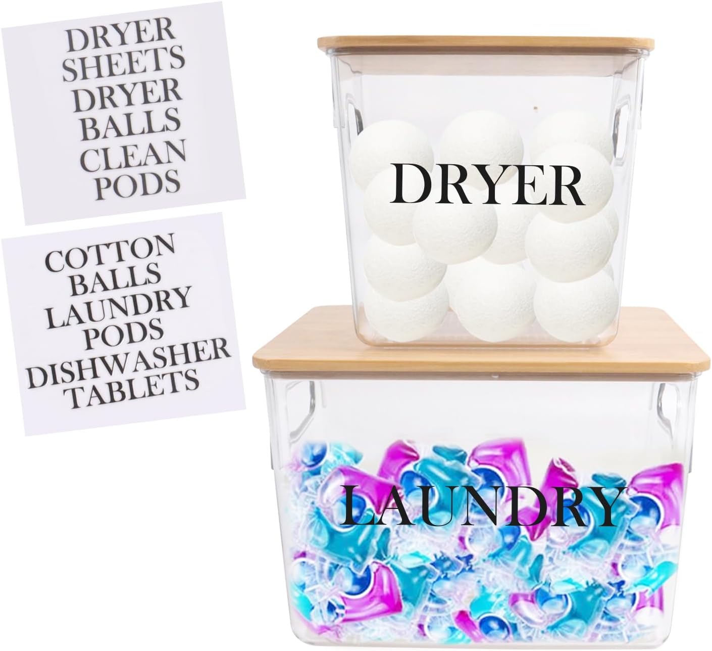 Amazon.com: Xbopetda 2 PCS Laundry Pods Container with Bamboo Lid for ...