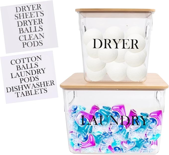 Amazon.com: Xbopetda 2 PCS Laundry Pods Container with Bamboo Lid for ...