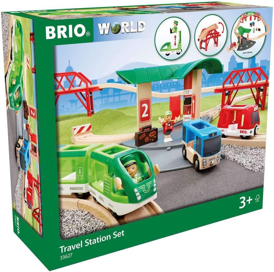 Amazon.com: BRIO World - 33627 Travel Station Set | 25 Piece Train Toy ...