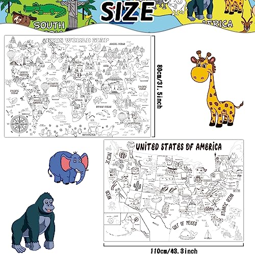 Snapklik.com : 2 Pack Jumbo United States & World Map Coloring Poster ...