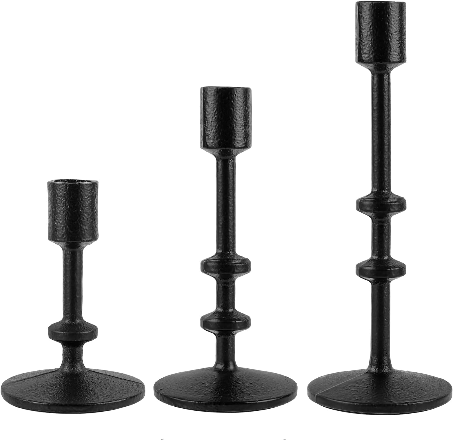 Amazon.com: Black Candlestick Holders Set of 3 - Modern Taper Candle ...