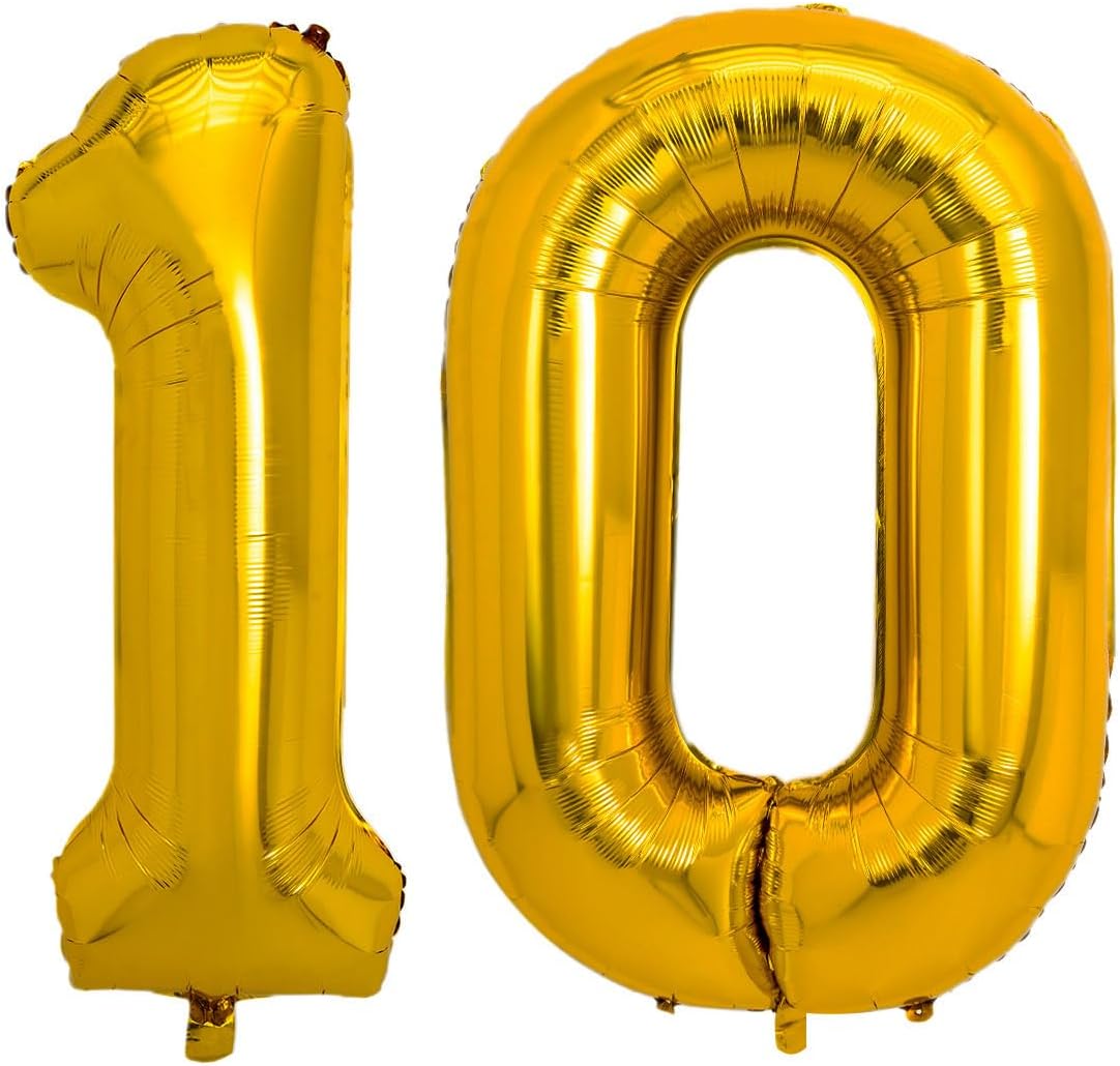 Amazon.com: PIGETALE 40 Inch 10 Number Balloons Gold Big Giant Jumbo ...