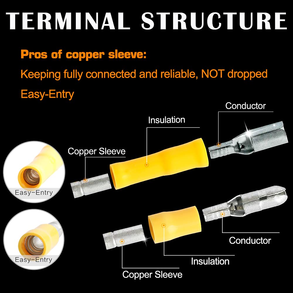 Snapklik.com : Bullet Connectors Male/Female Kits 100 Pcs 12-10 AWG ...
