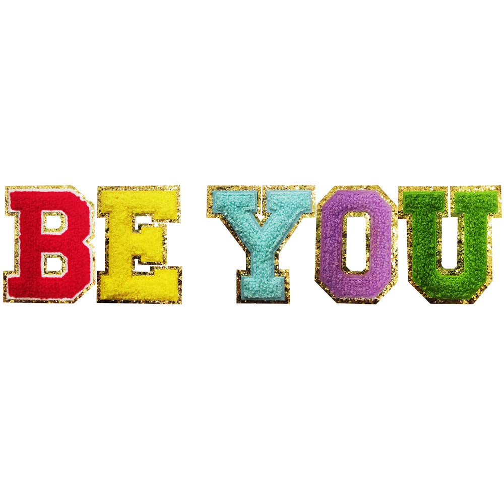 Amazon.com: Coloful Be You Iron on Patches, 5 Pcs Sew On Letter Patches ...