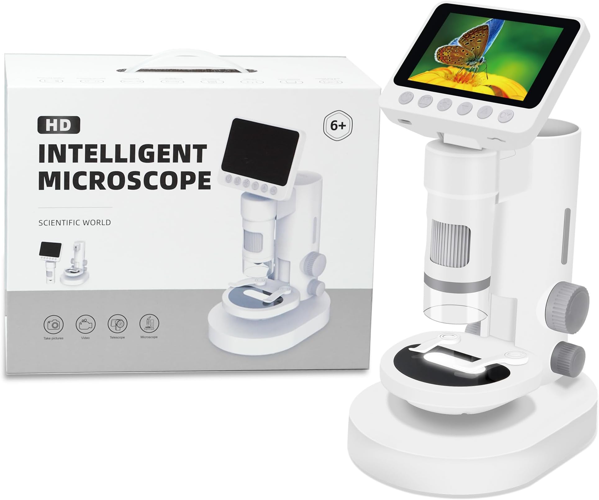 Mikroskop für Kinder mit Objektträgern LINKMICRO 5-Zoll-LCD-Bildschirm ...