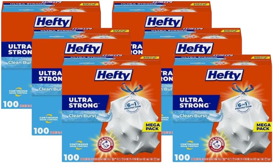 Amazon.com: Hefty Ultra Strong Tall Kitchen Trash Bags, Clean Burst ...