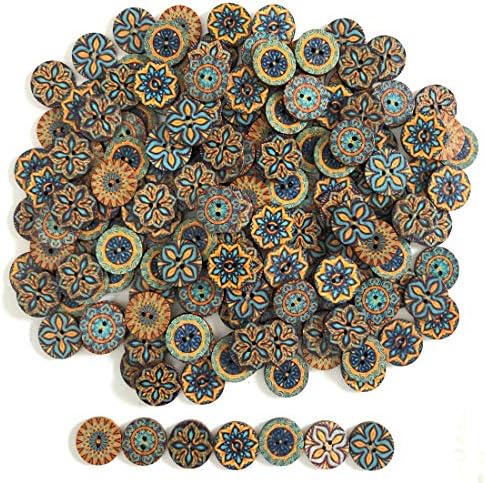Amazon.com: 200Pcs Wood Buttons for Crafts, 20mm Mixed Pattern Wooden ...