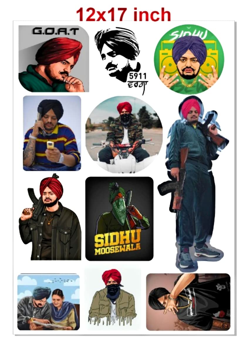 SR Graphic Sidhu moosewala Sticker Pack of 11 Stickers : Amazon.in ...