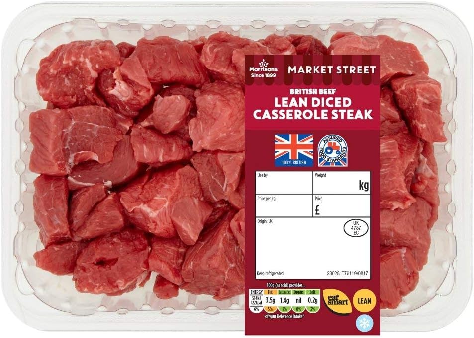 Morrisons Market Street British Beef Lean Diced Casserole Steak, 500g ...