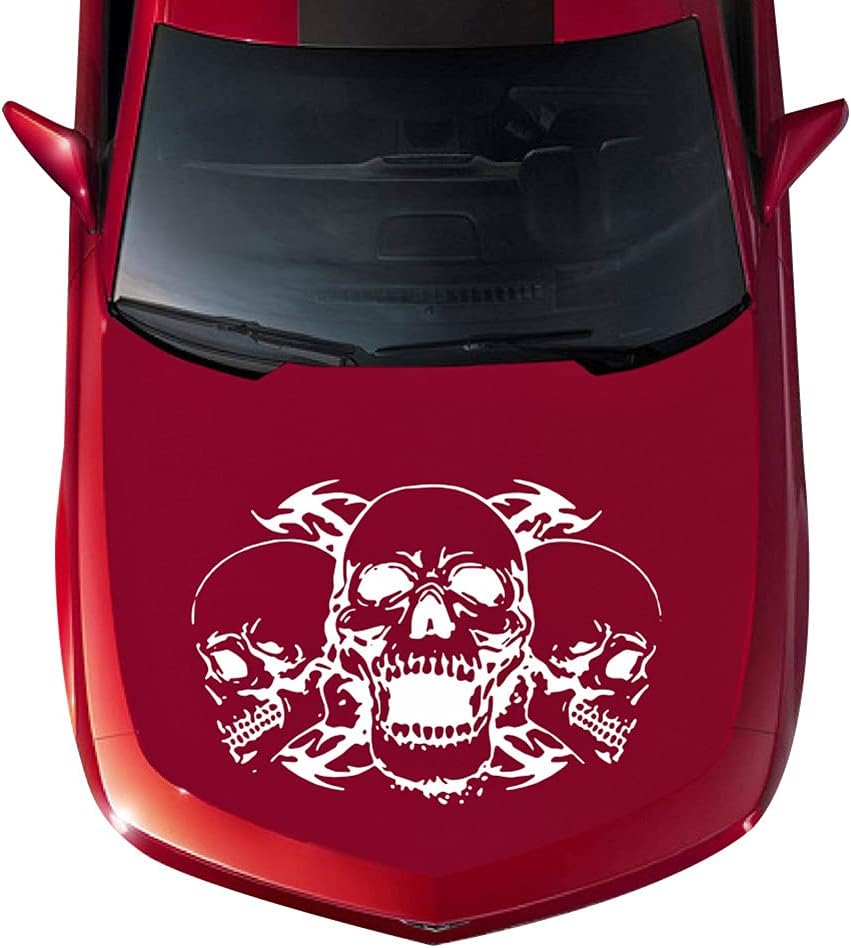 Amazon.com: oAutoSjy Skull Car Hood Decal Horror Three Skull Car ...