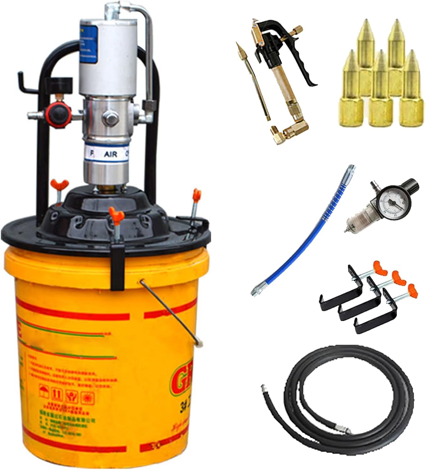 Amazon.com: Air Operated Grease Pump, 60:1 Pneumatic Greasing Gun Set ...