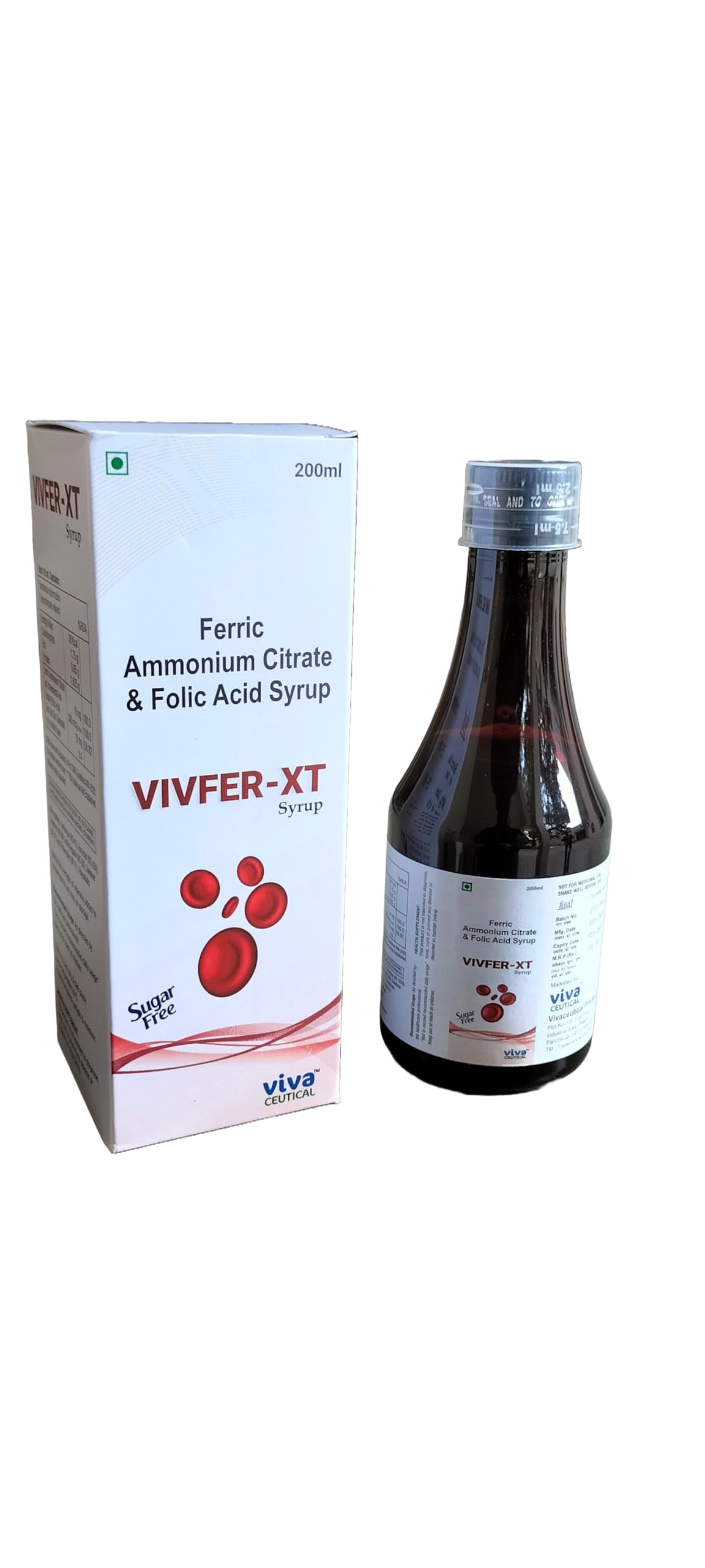 VIVFER-XT Syrup | Ferric Ammonium Citrate, Folic Acid and Zinc (Iron ...