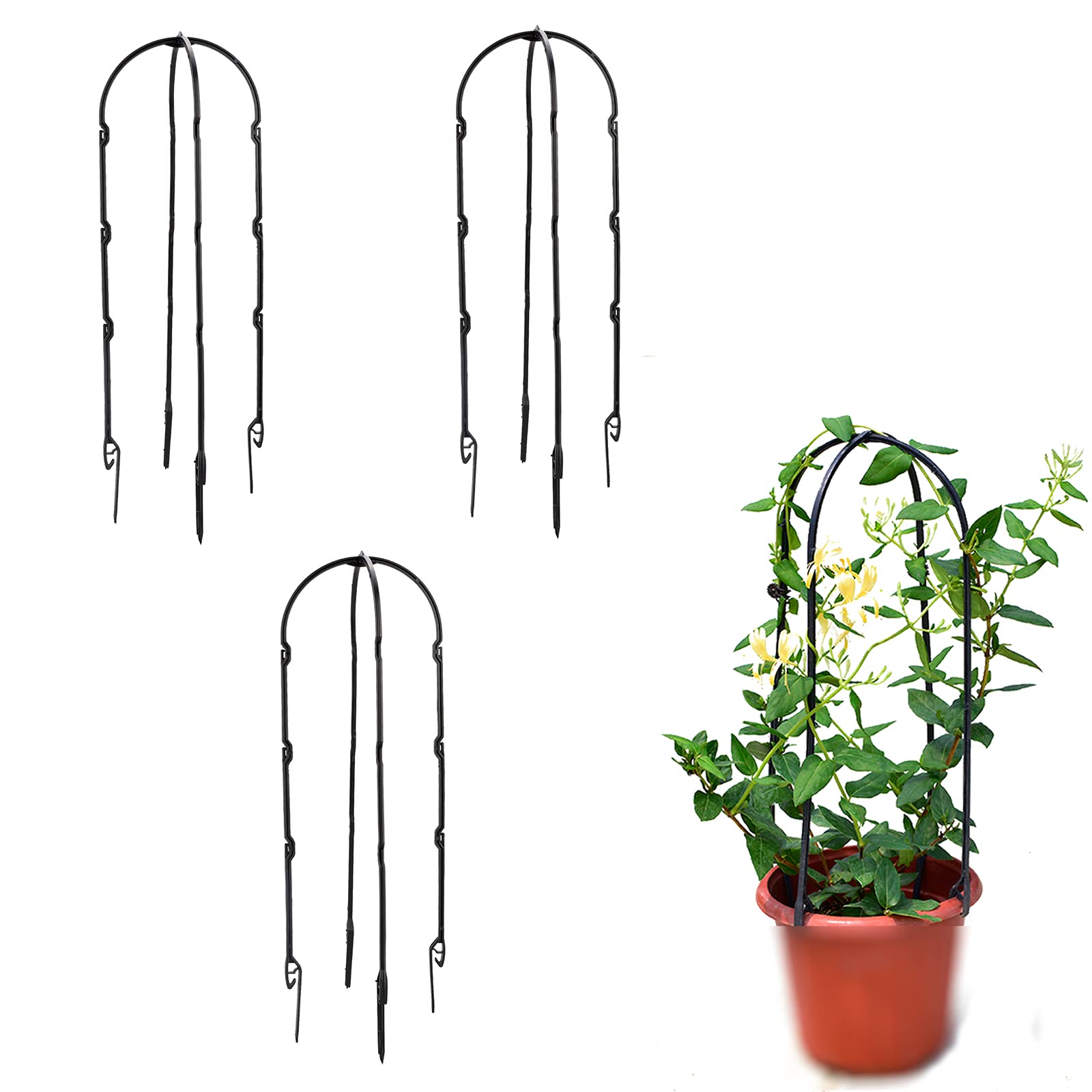 Set Ot 3 Garden Plant Pot Obelisks 45cm Plastic Garden | Desertcart Israel