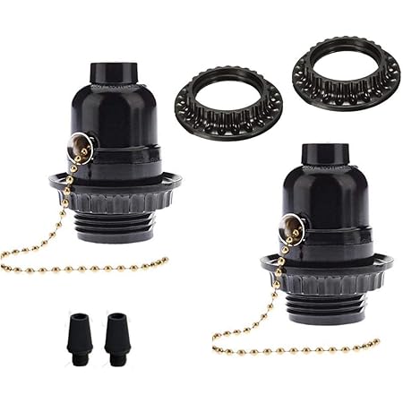 RDEXP Vintage Lamp Socket with Pull Chain AC 110-240V E27 Light Bulb ...