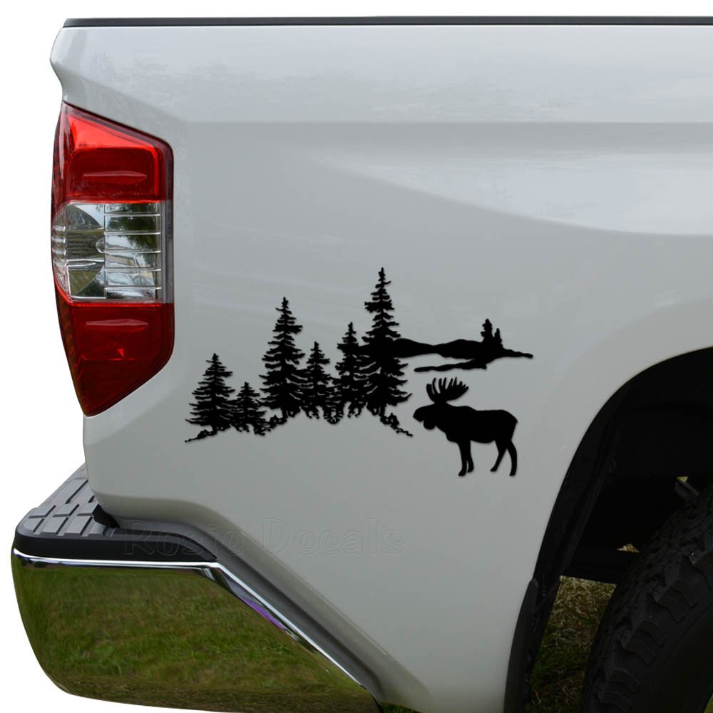 Moose Forest Mountain Outdoors Die Cut Vinyl Decal Sticker For Car ...