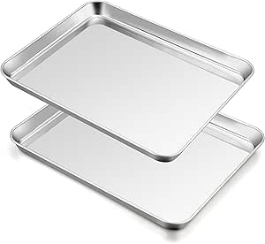 Homikit Baking Pan Sheet Set of 2, 9 x 7 x 1 Inch Stainless Steel ...