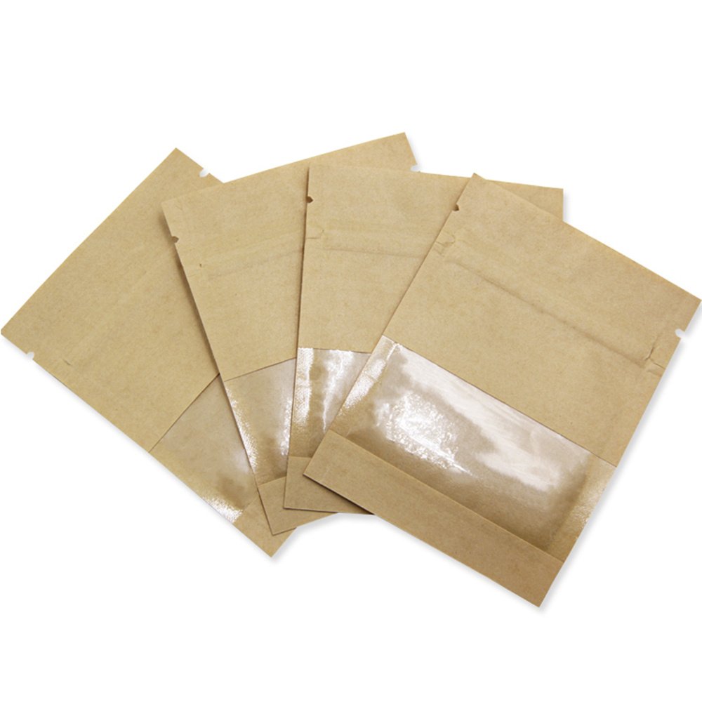 Amazon.com : PABCK 50 Pcs 3 Sizes Clear Window Kraft Paper Resealable ...