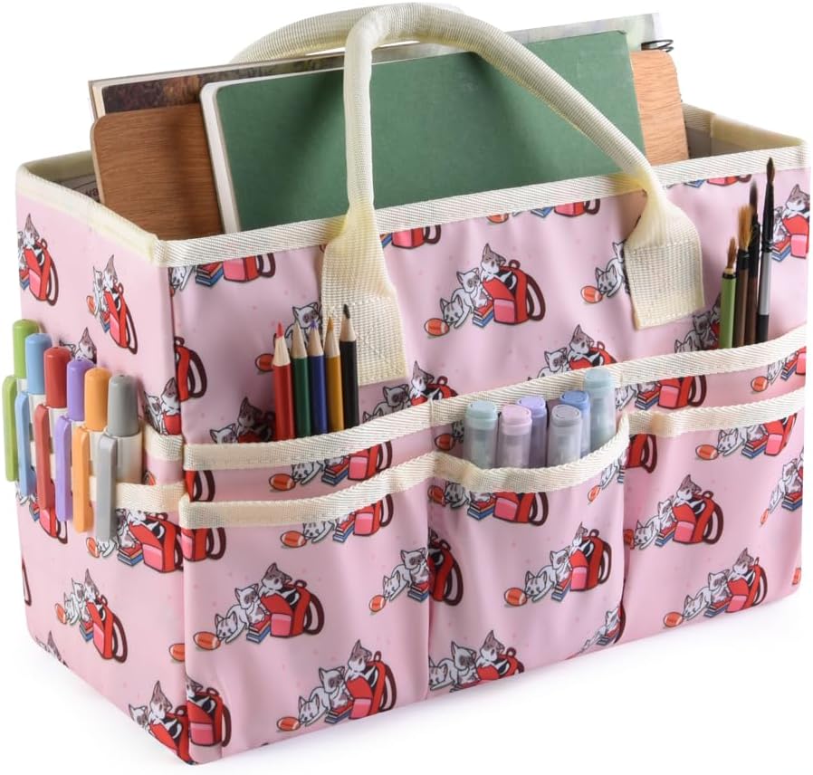 Amazon.com: Craft Organizer Tote Bag Art Storage Caddy with Multiple ...