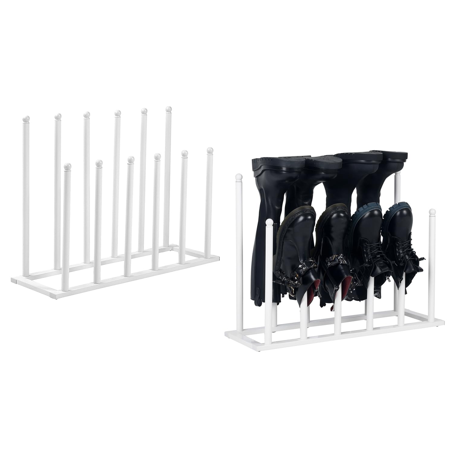Amazon.com: MyGift Modern White Metal Boot Shoe Rack Organizer, Free ...