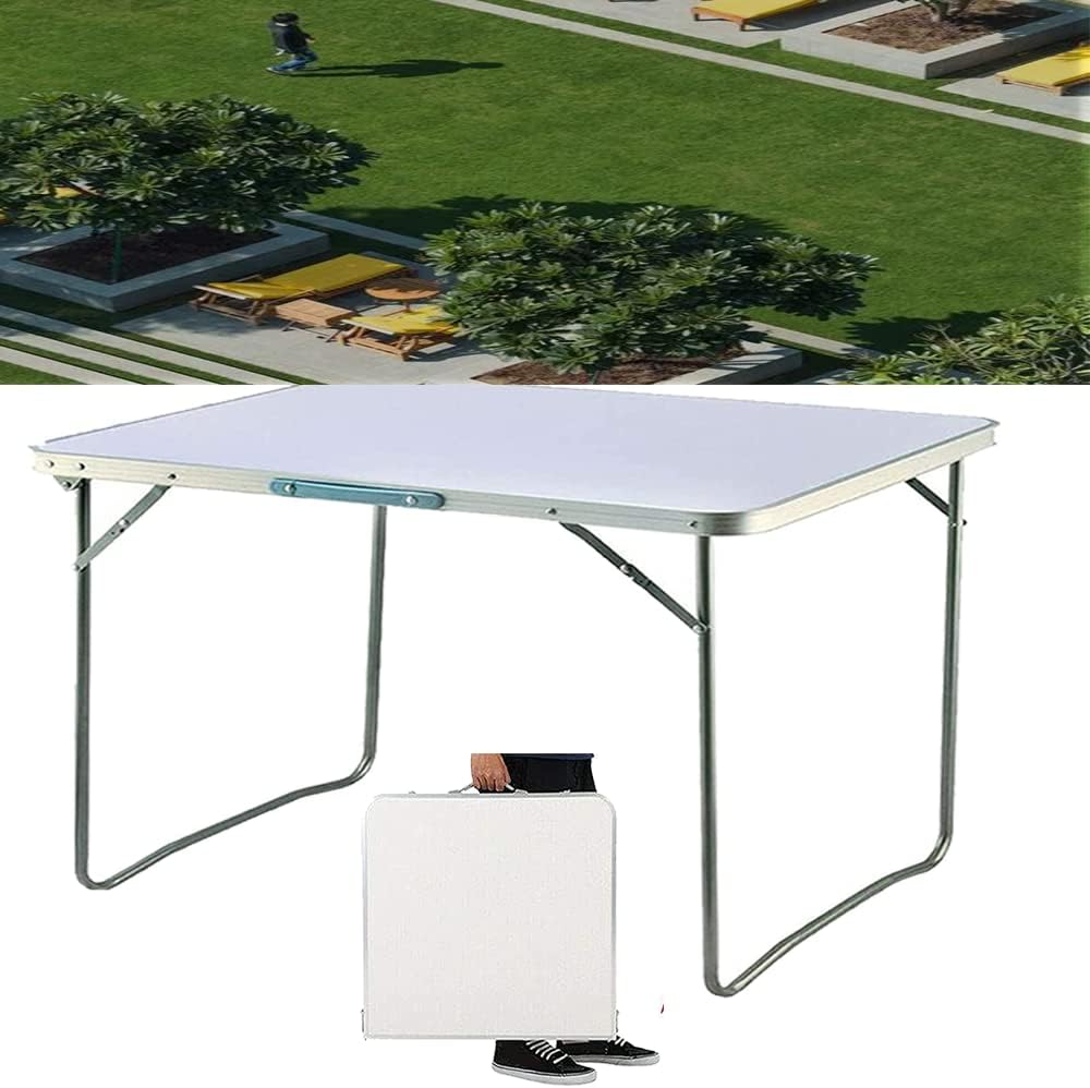 GARDENJOY 7ft Folding Table, Trestle Heavy Duty Plastic Fold-in-Half ...