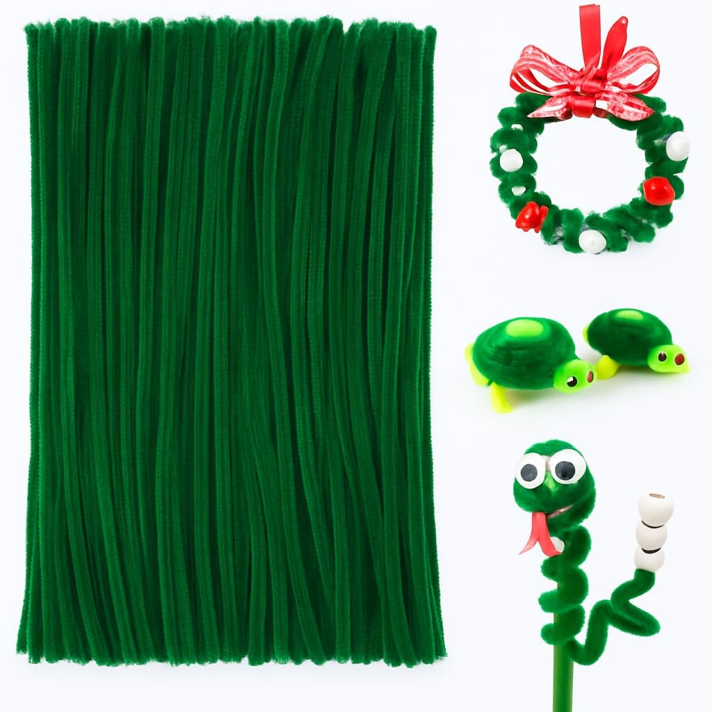 100PCS Pipe Cleaners Craft Christmas Dark Green Pipe Cleaner Bulk 0.23 ...