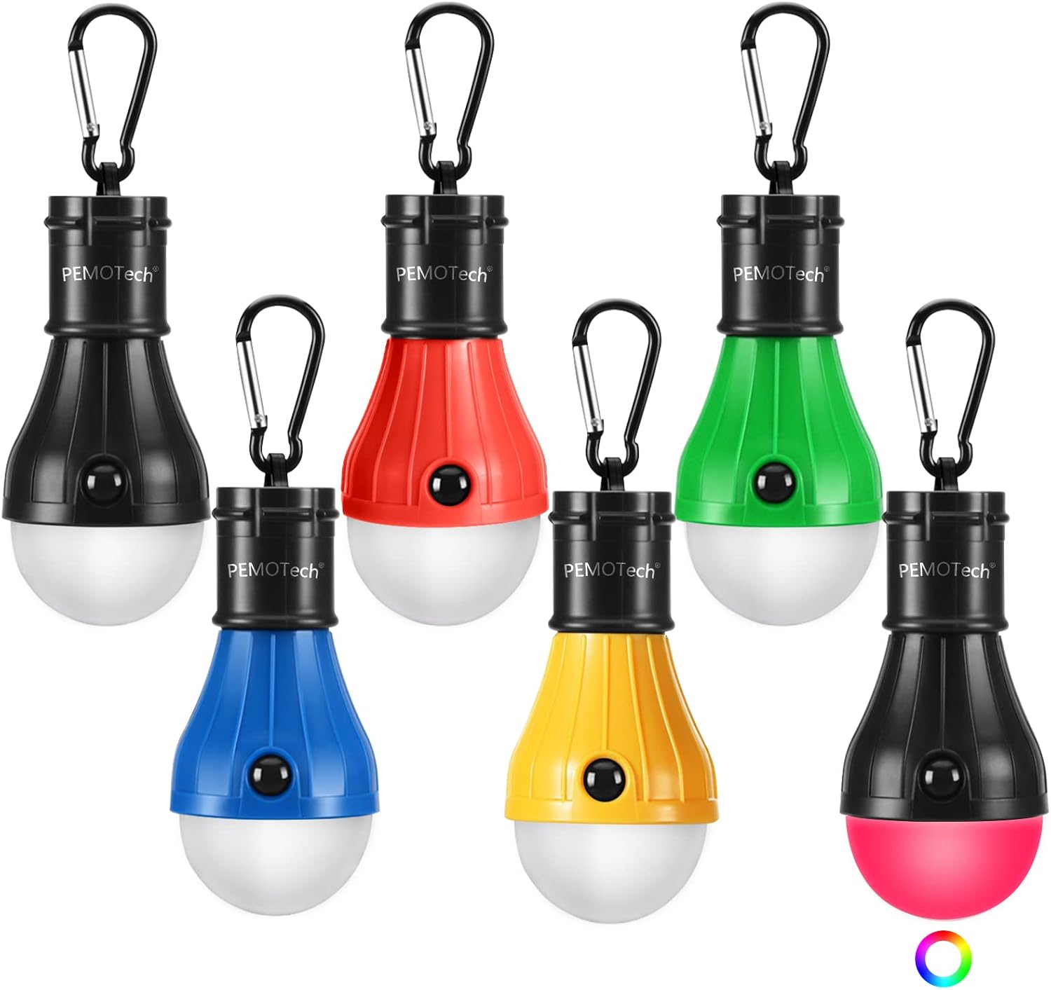 PEMOTech 6 Pack Camping Lights, Portable?5 LED Tent Lights & 1 RGB ...