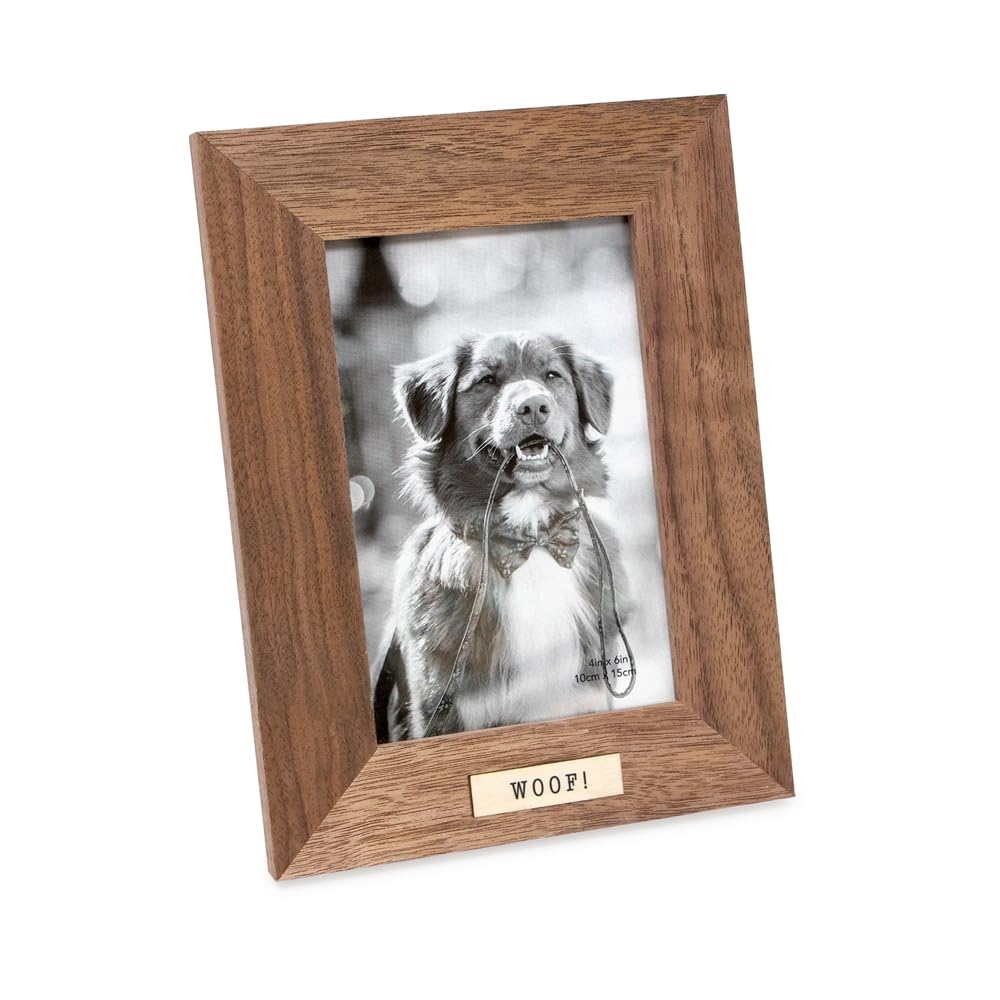 Amazon.com - Isaac Jacobs 4x6 Wood Sentiments Dog Woof! Picture Frame ...