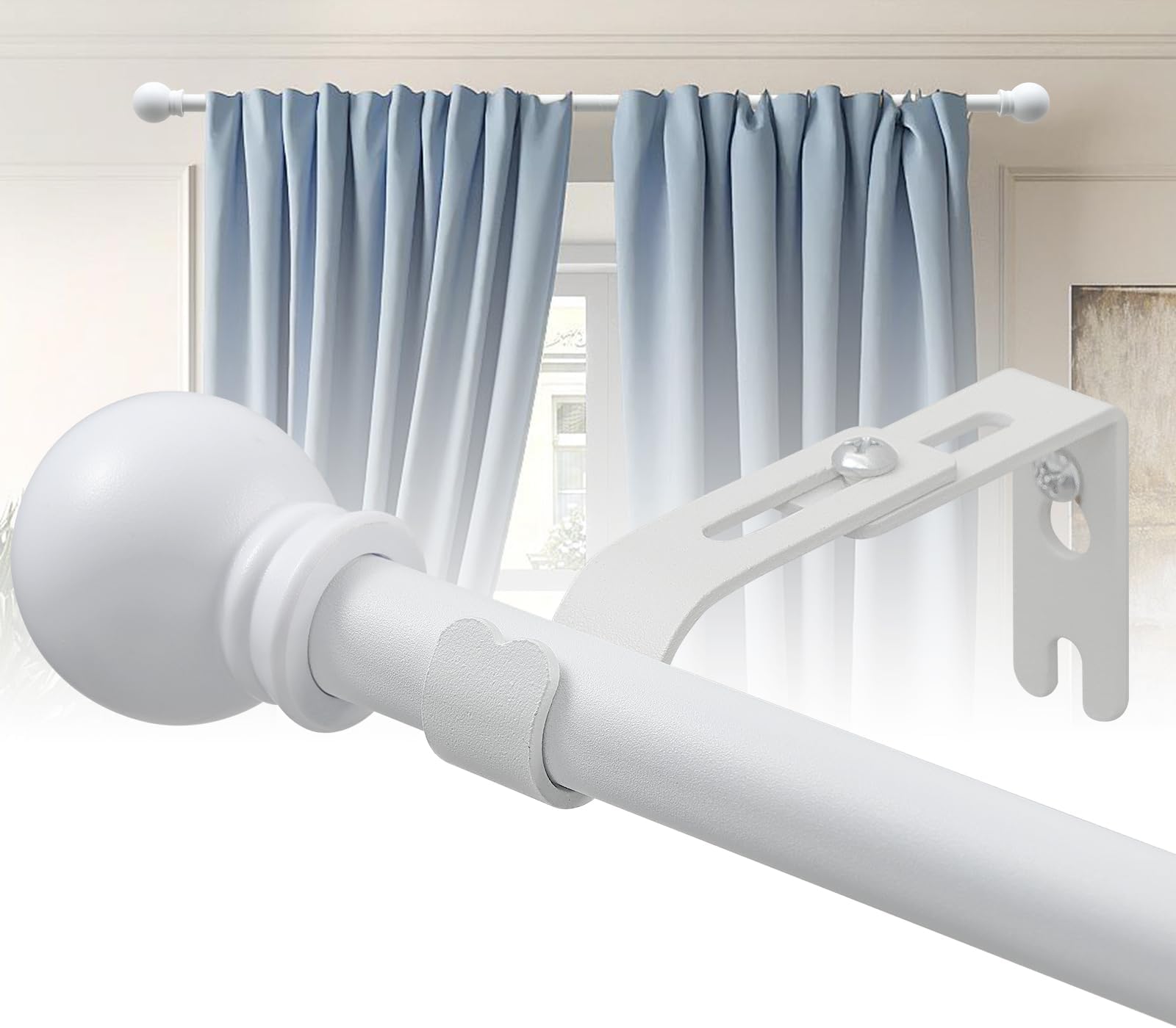 Amazon.com: White Curtain Rods for Windows - 5/8" Decorative Heavy Duty ...