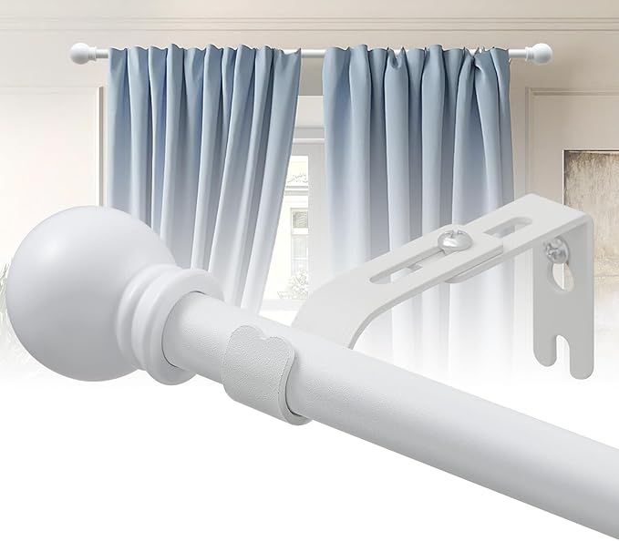 Amazon.com: White Curtain Rods for Windows - 5/8" Decorative Heavy Duty ...