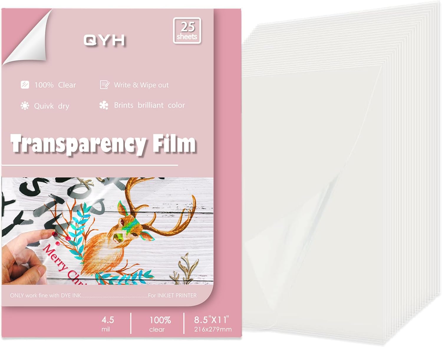 Amazon.com : QYH Transparency Film Paper Clear for Overhead Projector ...