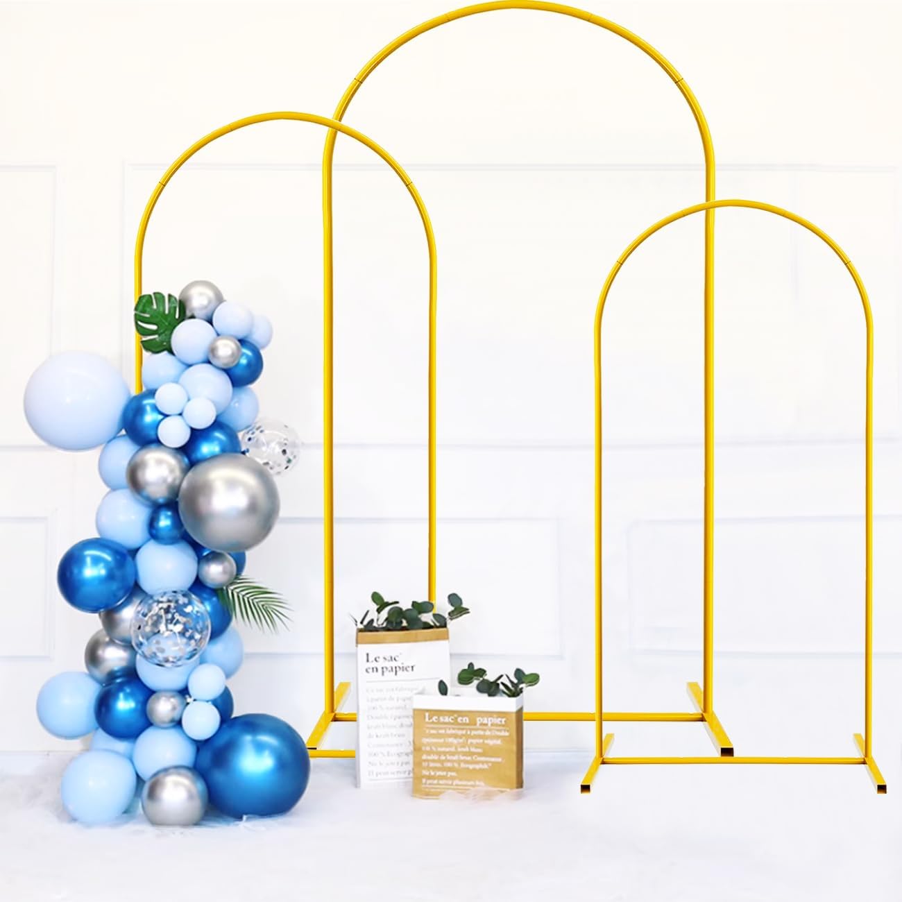 Amazon.com: SINSSOWL Pack of 3 Arch Backdrop Stand Gold Metal Arch ...