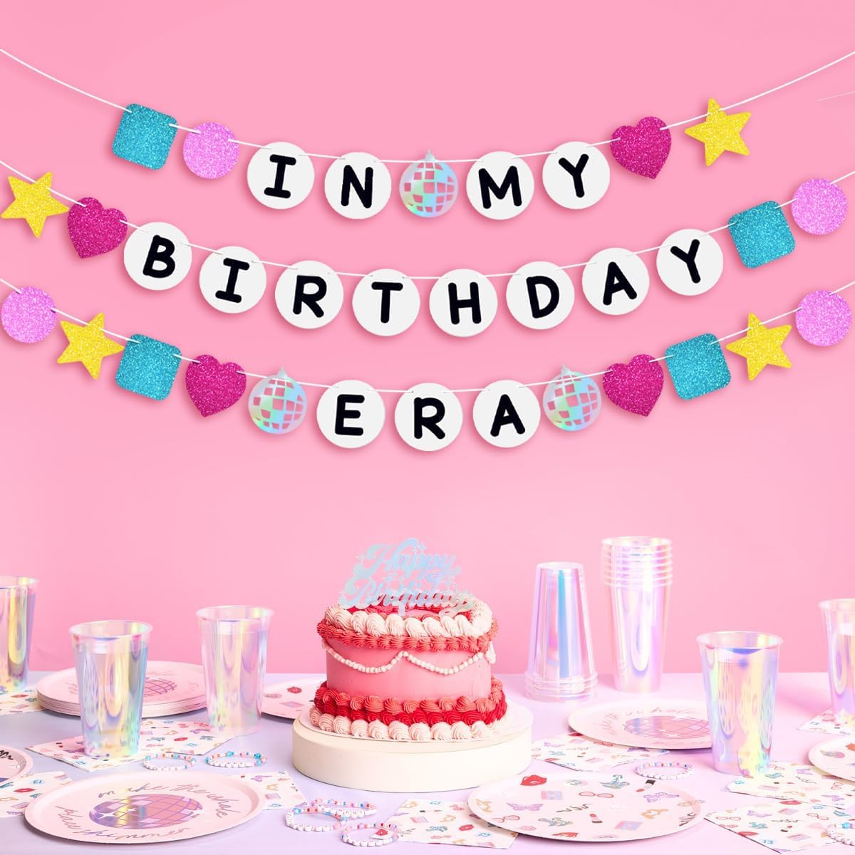 In My Birthday Era Banner, Glitter Friendship Bracelet Birthday Banner ...