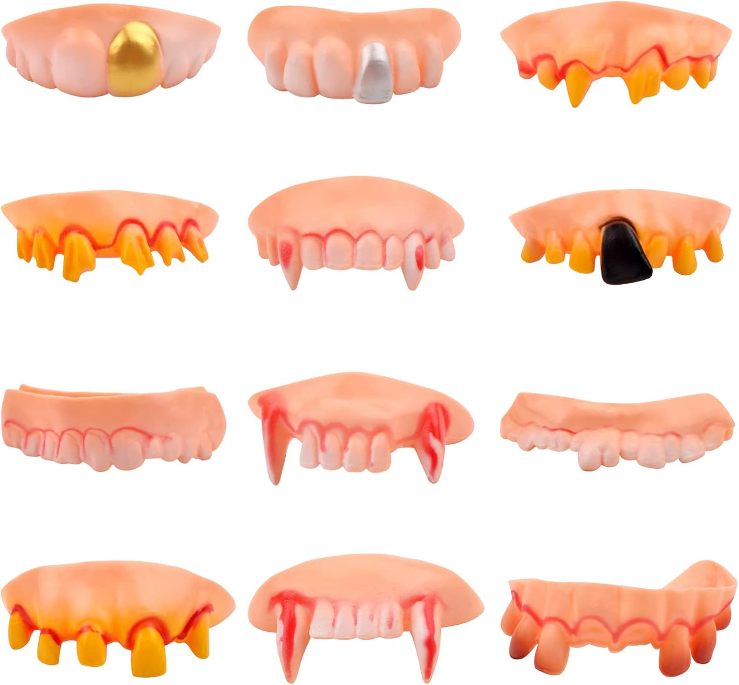 Vibbang 12 Pcs Demon Teeth Ugly Teeth Gnarly Teeth Funny Fake Teeth Gag ...