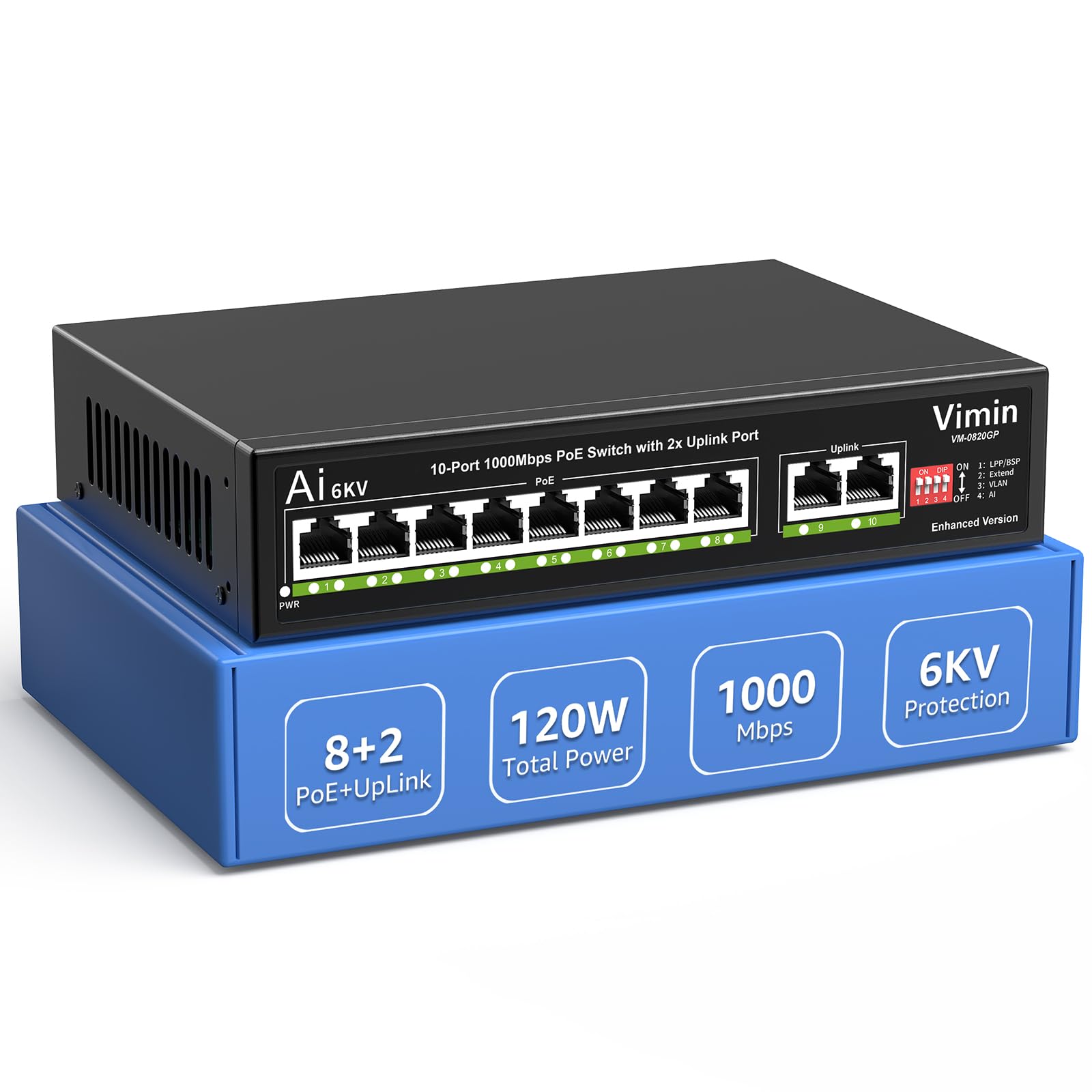 Amazon.com: [Upgraded] 10-Port Gigabit PoE Switch with 8 Port PoE ...