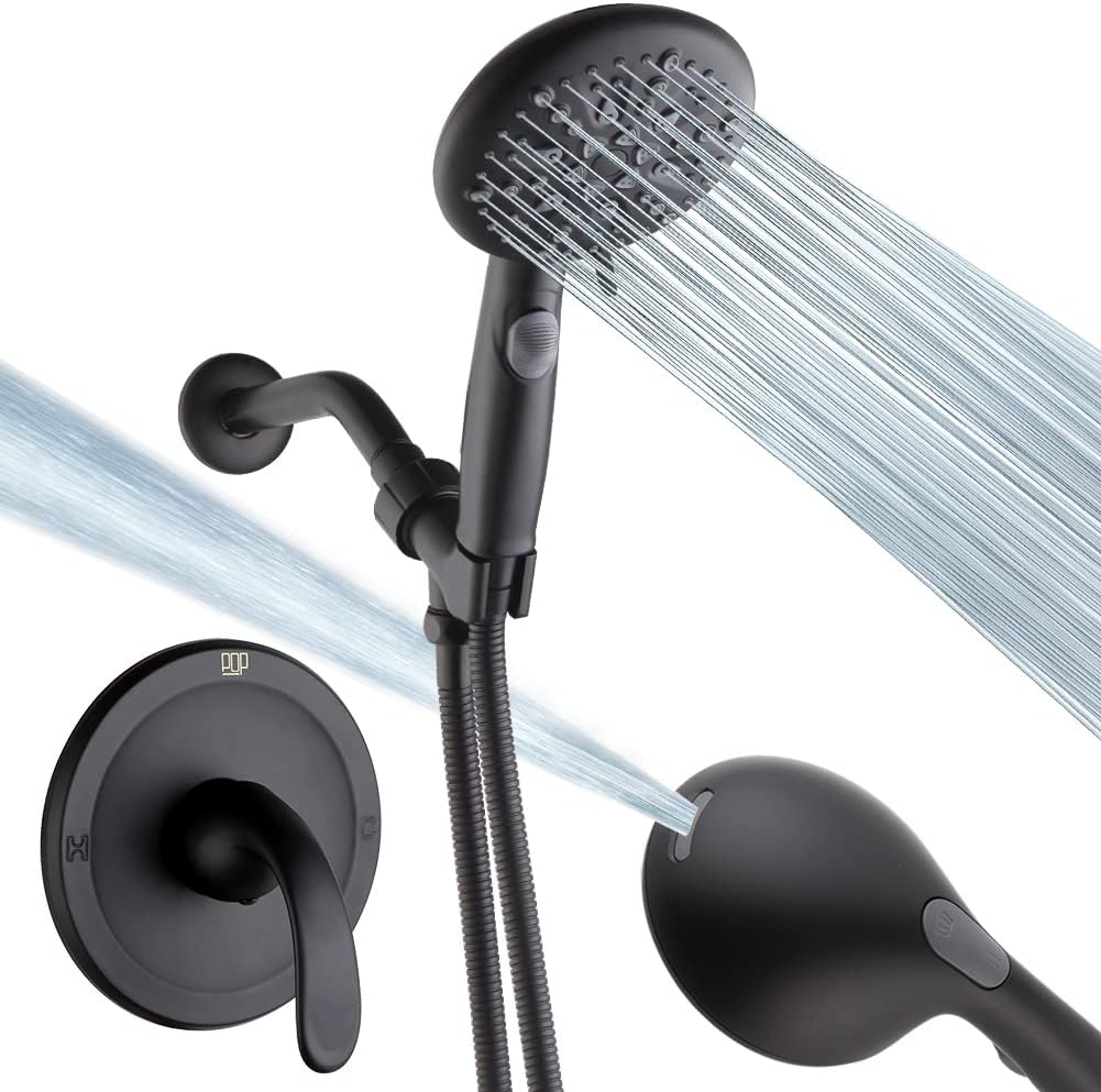 POP SANITARYWARE Matte Black Shower Faucet Set, High Pressure 9-mode ...