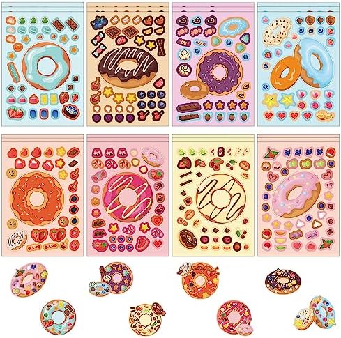Amazon.com: 27 Sheets Make a Face Donut Stickers for Kids Make Your Own ...