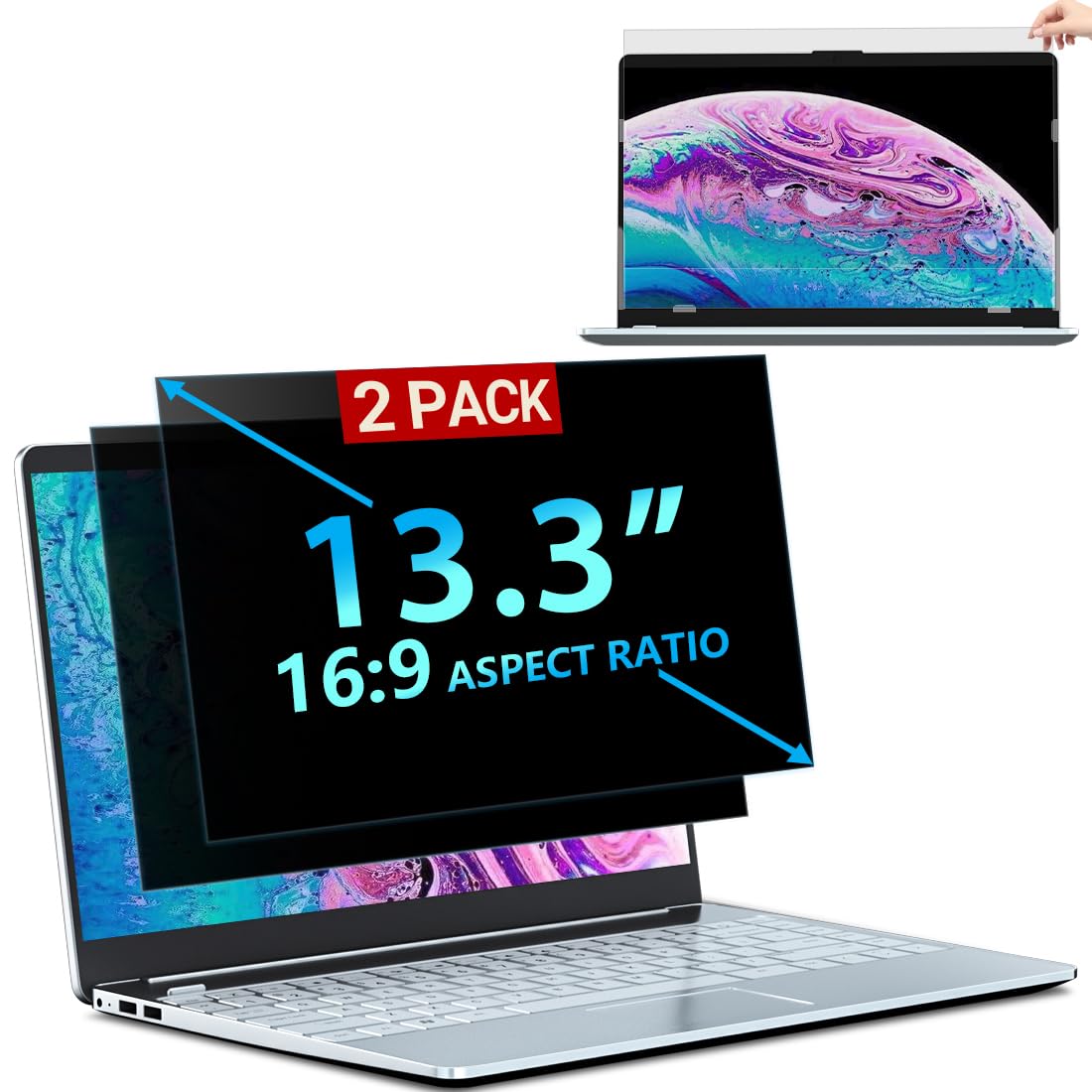 2 Pack Stary Laptop Privacy Screen 13.3 Inch 16:9 Aspect, [Anti-Spy ...