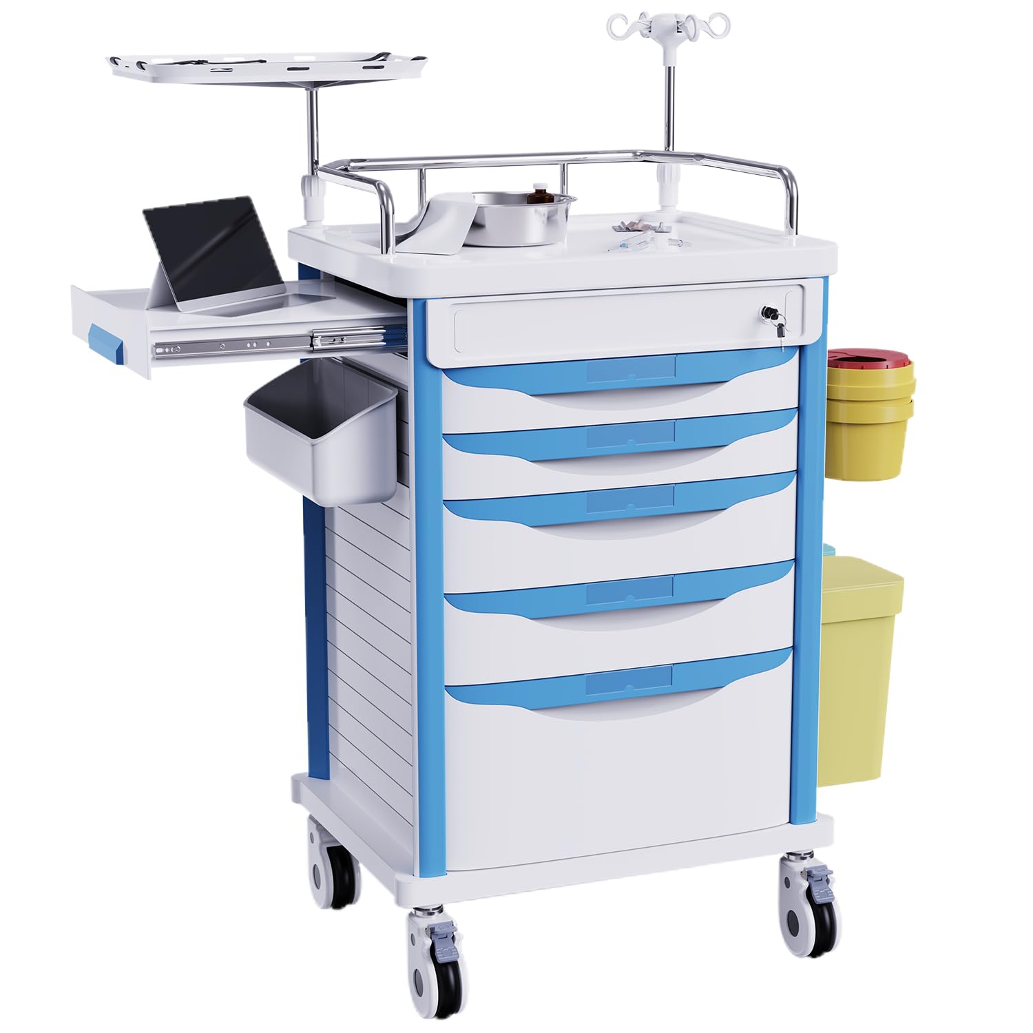 Amazon.com: OLERN Medical Rolling Storage Crash Cart with Wheels ...