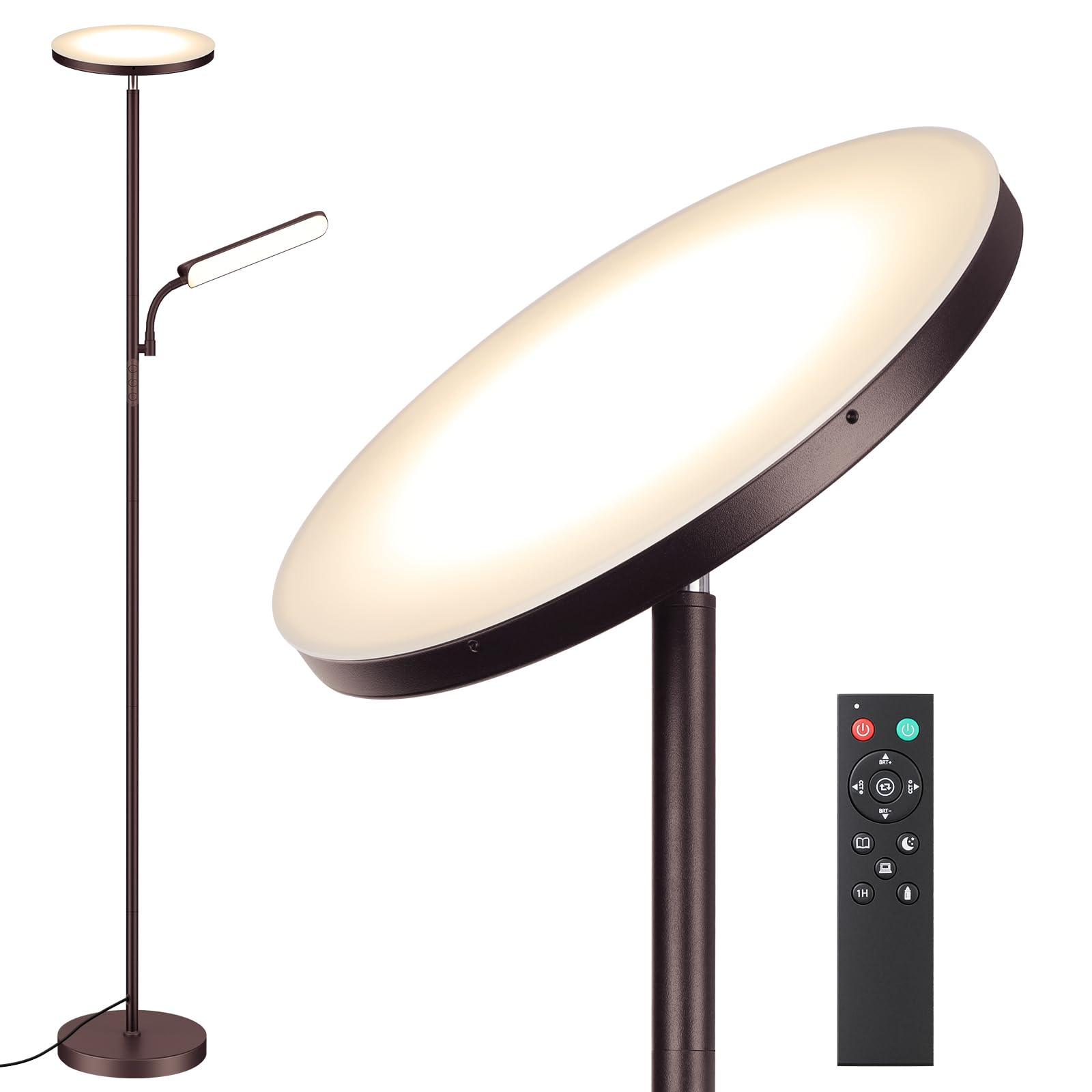 Coucrek LED Floor Lamp, 48W 4000LM Super Bright Torchiere Lamps with ...
