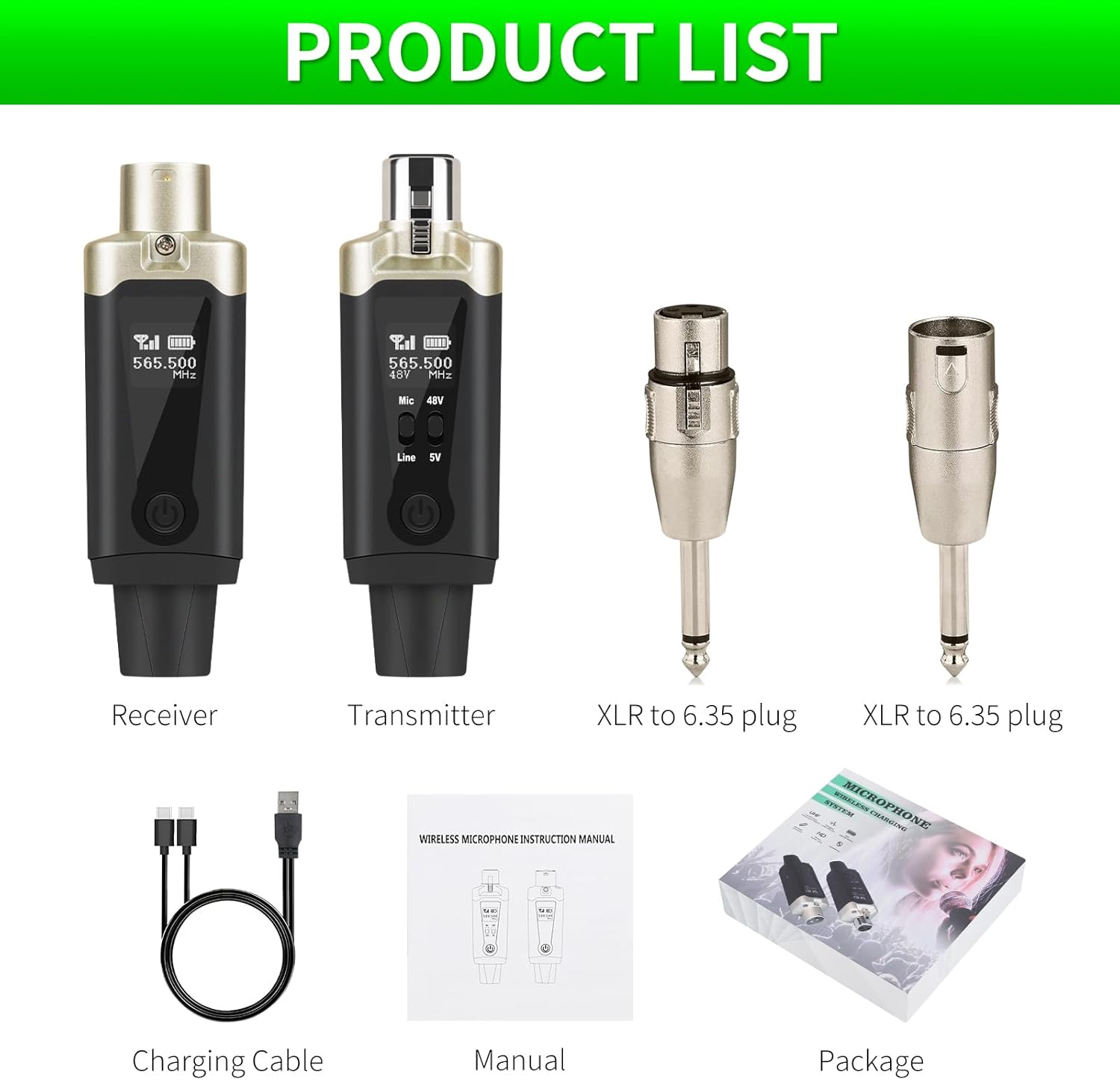 Wireless XLR Transmitter and Receiver& Wireless Guitar Transmitter ...