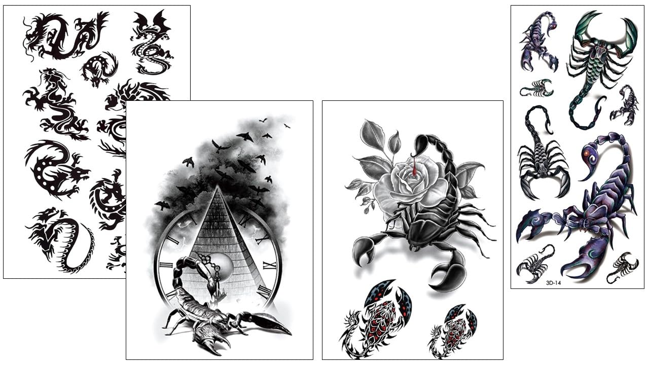 Fake Scorpion Tattoos 4 Sheets Of Scorpion Tattoos Men Tattoos Arm